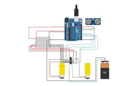 circuit design obstacle avoidance robot tinkercad