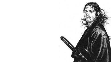 Musashi Katana White Background Men Monochrome Manga Vagabond