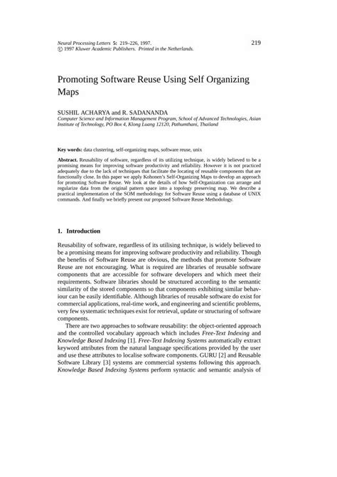 pdf promoting software reuse using self organizing maps dokumen tips