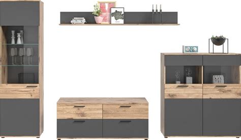 Inosign Wohnwand Riga 4 St Set Besteht Aus 1 Vitrine 1