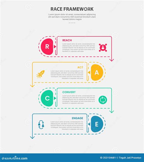 Race Framework Infographic Outline Style With 4 Point Template With Circle Center And Liquid Box