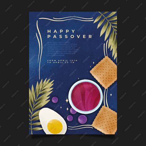 Free Vector Watercolor Passover Greeting Card Template