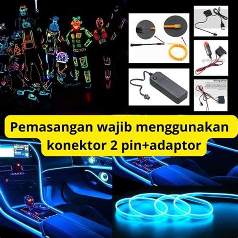 Jual Lampu Led Strip Neon Glow Light El Wire Flexible Ccfl Harga Per Meter Konektor Pin