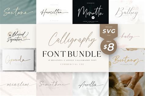 Calligraphy Font Bundle Wedding Font Bundle Handwritten Etsy