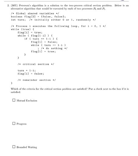 2 30 Petersons Algorithm Is A Solution To The