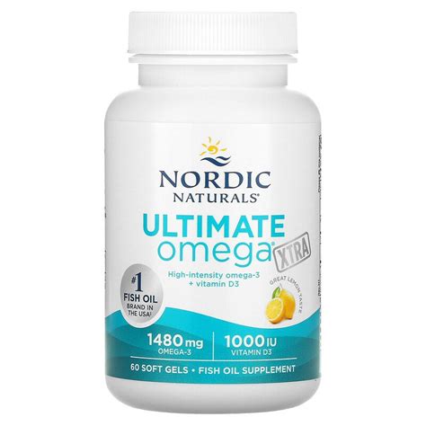 Экстра Омега-3, Ultimate Omega Xtra, Nordic Naturals, лимон, 1000 мг ...