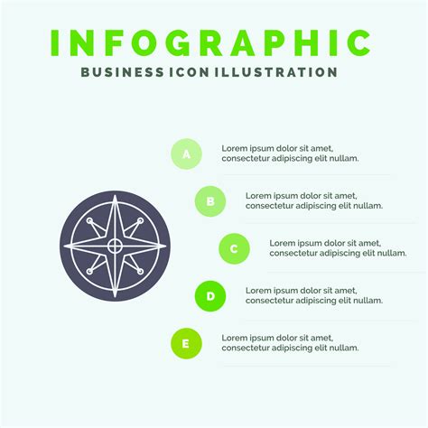 Compass Location Navigation Navigator Position Solid Icon Infographics 5 Steps Presentation