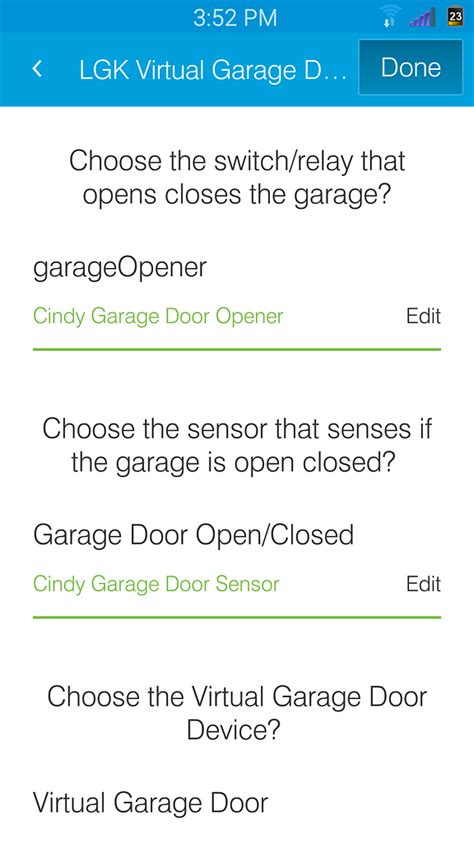 New Smart App To Link The Virtualsimulated Garage Door Device With Two