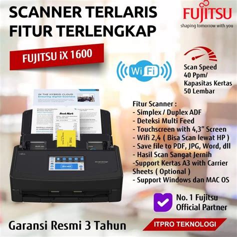 Jual Fujitsu Scanner Scansnap Ix1600 Adf Duplex Shopee Indonesia