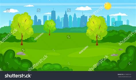 Vector Illustration Beautiful Summer City Park Stock Vector Royalty