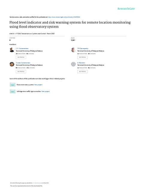 Flood Level Indicator And Risk Warning System For Pdf Flood