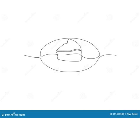continuous line drawing of slice of cake one line of slice cake cake