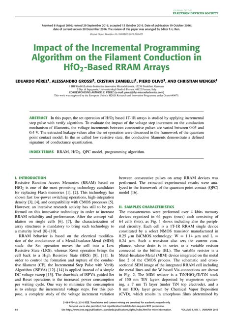 Pdf Impact Of The Incremental Programming Algorithm On The Filament