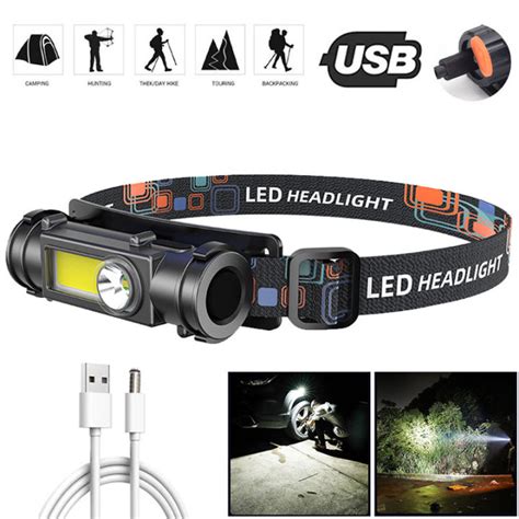 ไฟหน้า Led กลางแจ้งระยะไกลแบบชาร์จไฟได้แสงสว่างจ้าไฟหน้าสำหรับตกปลา