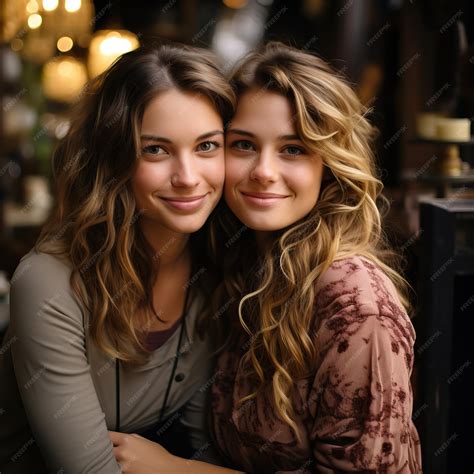 Premium Ai Image Two Girls Pose For A Photo With One Wearing A Shirt