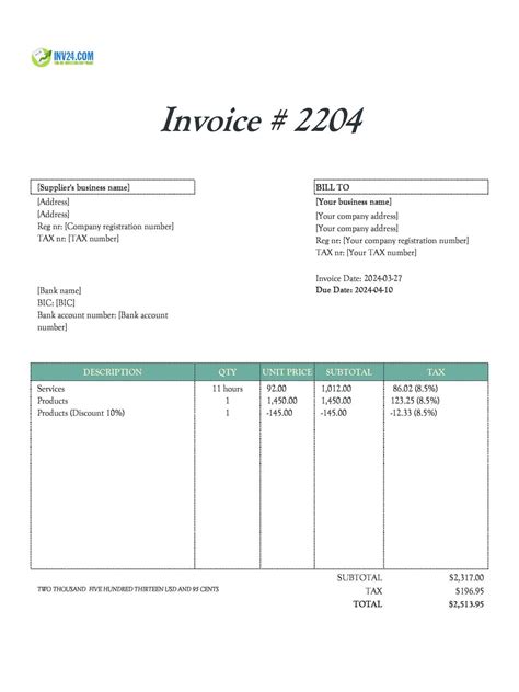 Supplier Invoice Meaning And Sample