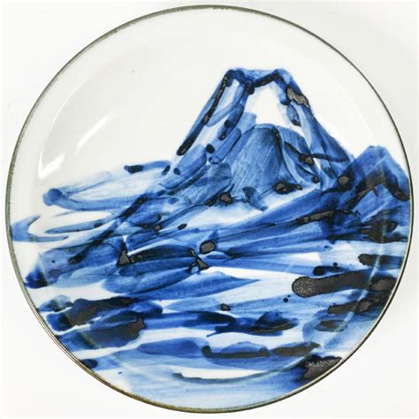 近藤悠三 富士山染付中皿 豊池美術店