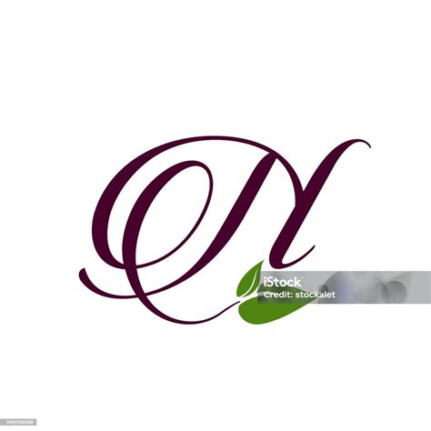 Logo De La Lettre N Plante Majuscule Ornementale Monogramme Initial De