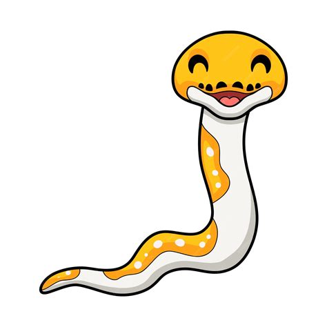 Dessin Animé Mignon Python Réticulé Pied Albinos Vecteur Premium