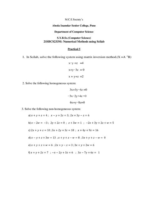 practical 5 scilab pratical m c e s abeda inamdar senior college