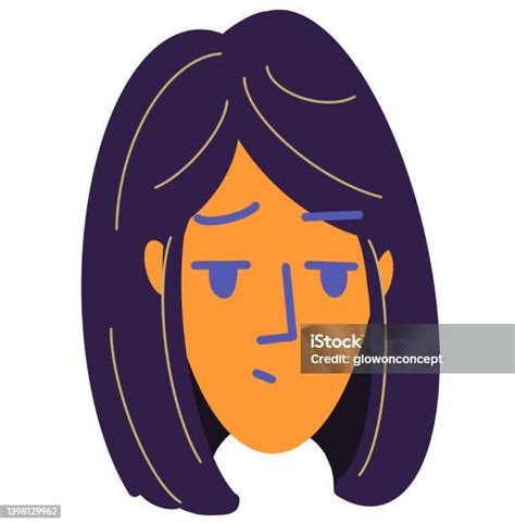 Set Of Woman Face Emotion Expression Happy Sad Crying Laughing Bored
