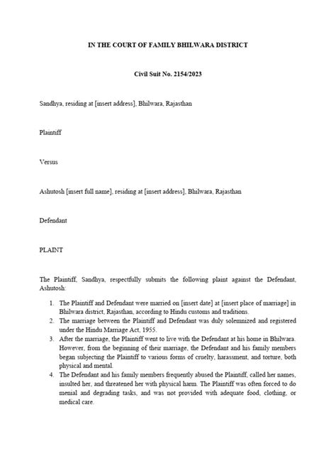 Sonali Goyal Plaint Assignment Pdf Lawsuit Social Institutions