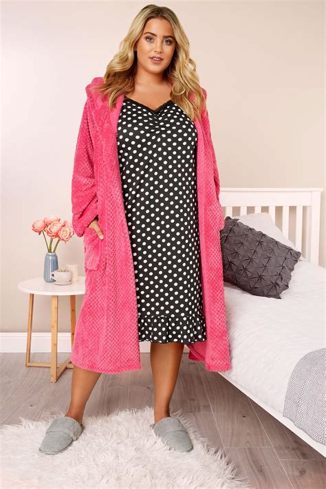 Bright Pink Waffle Dressing Gown Yours Clothing
