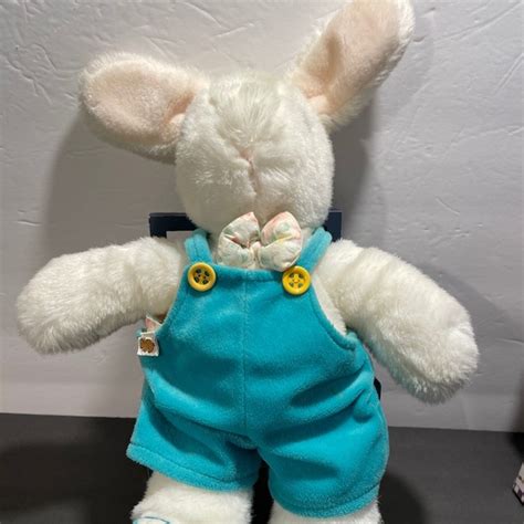 Gund Toys Vintage Gund Plushstuffed Toy Bunnyrabbit In Coveralls