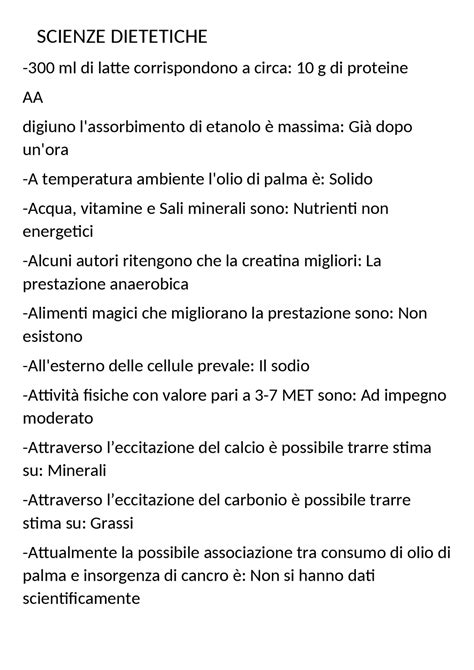 Test Finale Scienze Dietetiche Scienze Motorie L22 Docsity