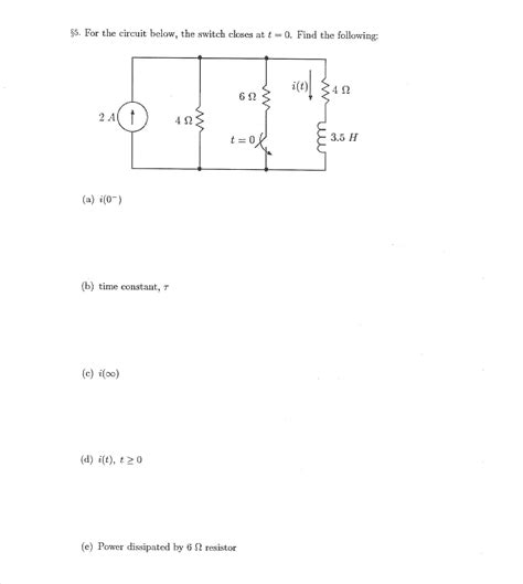 solved for the circuit below the switch closes at t 0