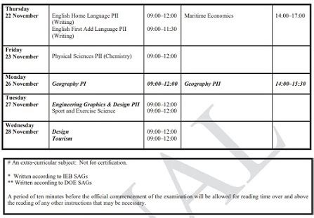 The IEB Matric Exam Timetable And Other Important Info News