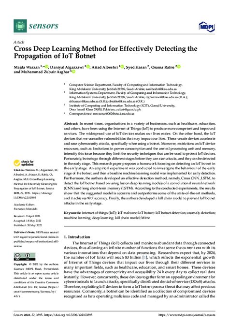 Pdf Deep Learning For Iot Botnet Detection
