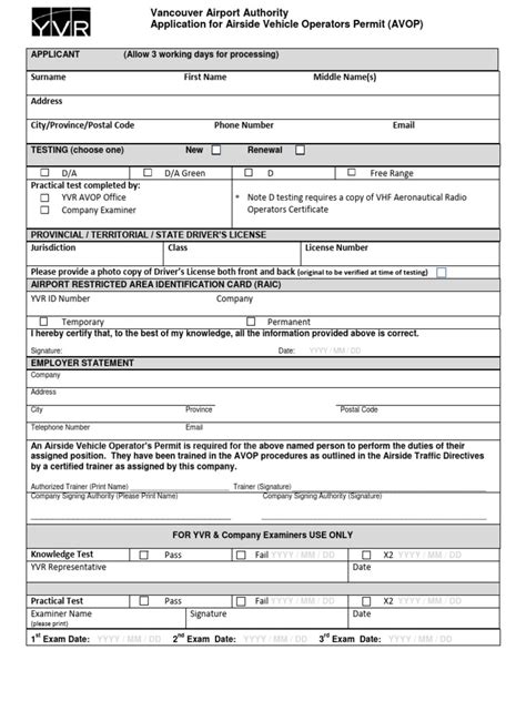 Application For Airside Vehicle Operators Permit Pdf Drivers License Government