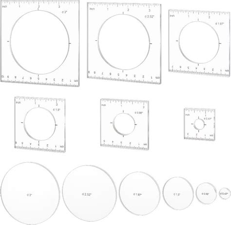 Pack Of 6 Router Templates Circle Inlay Templates Clear Drawing Scale Rulers Acrylic Router Jig