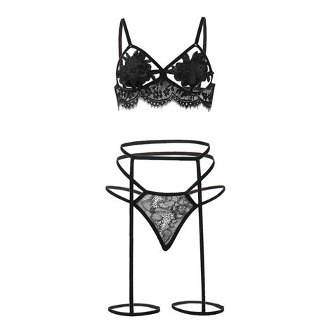 Wozhidaoke Lingerie Set Women Lingerie Corset Solid Applique Underwire