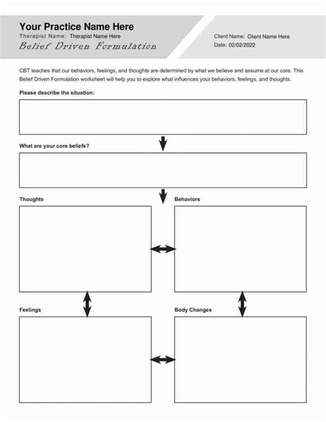 Cbt Belief Driven Formulation Pdf Template Therapybypro