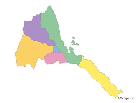 Multicolor Map Of Eritrea With Regions Free Vector Maps