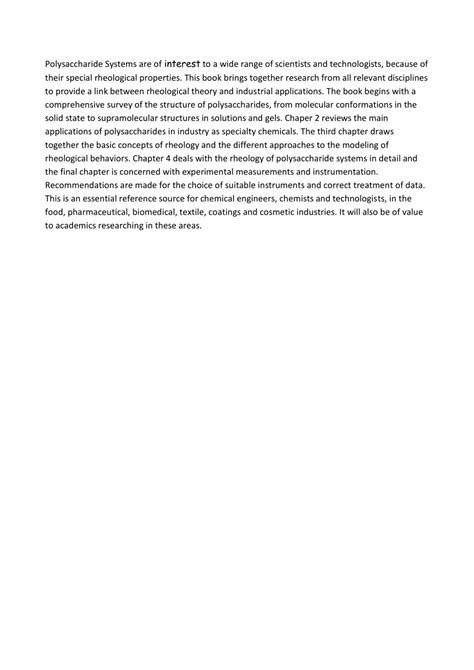 Pdf Rheology Of Industrial Polysaccharides Theory And Applications