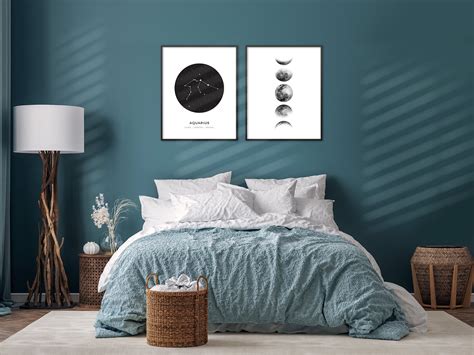 Aquarius Constellation Print Zodiac Sign Wall Art Minimalist Etsy