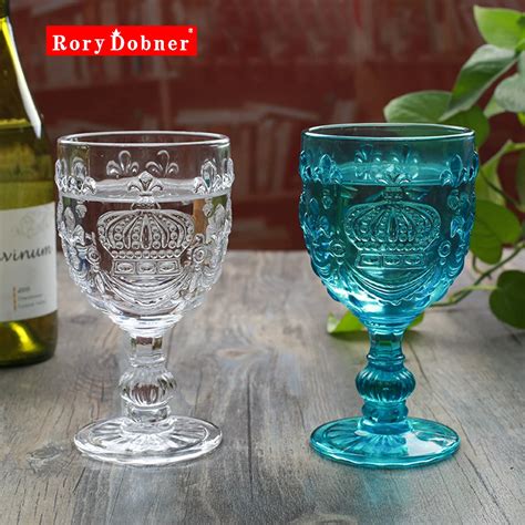 Crystal Goblets European Lead Free Glass Embossed Wine Glasses Champagne Cup Cocktail Glass
