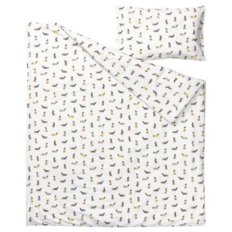 DrÖmslott Housse Couette 1 Taie Pour Lit Bébé Motif Chiot Multicolore