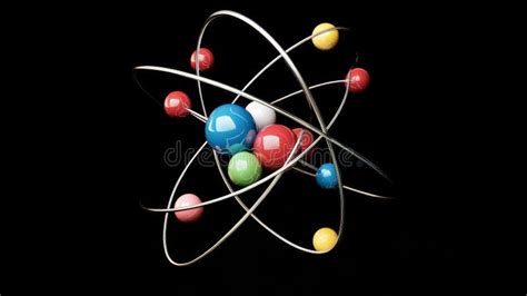 Vibrant Artistic Atom Model Displaying Orbiting Electrons And Detailed Quantum Physics Structure