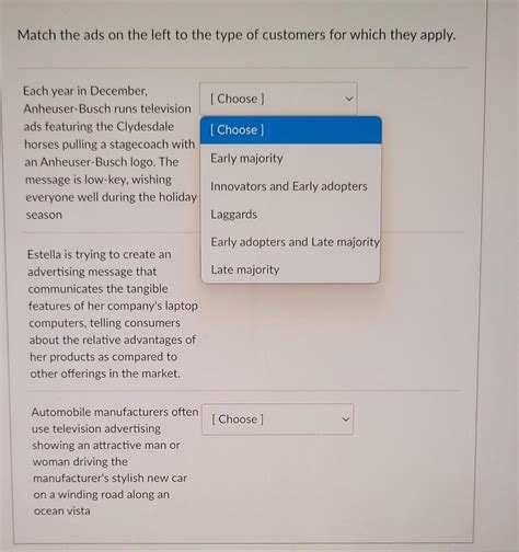Solved Match The Ads On The Left To The Type Of Customers Chegg