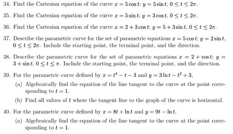 Solved 34 Find The Cartesian Equation Of The Curve X 5