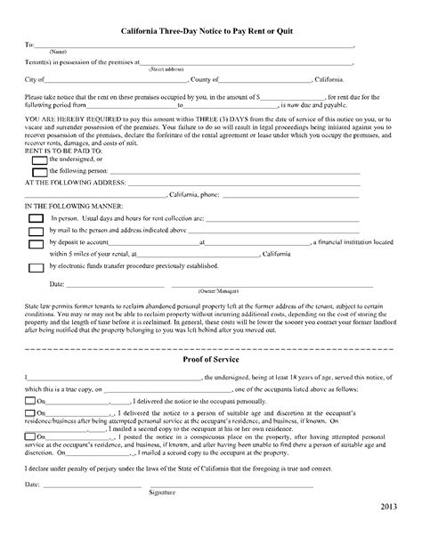 California 3 Day Notice To Pay Or Quit