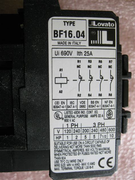 Lovato Bf16 04 024vac Contactor 100191 Ebay