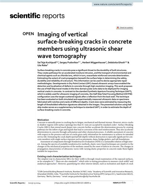 Pdf Imaging Of Vertical Surface Breaking Cracks In Concrete Members