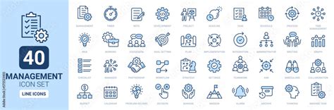 Management Icon Set Containing Time Development Task Deadline Plan