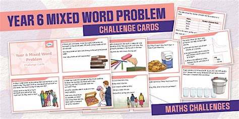 Year 6 Mixed Word Problem Challenge Cards