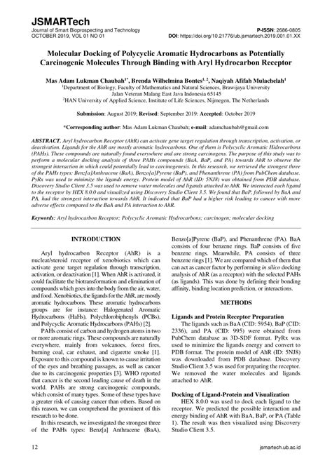 Pdf Molecular Docking Of Polycyclic Aromatic Hydrocarbons As Potentially Carcinogenic